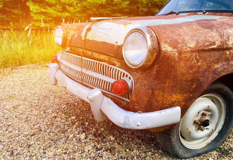 Antique Cars with Rust. Detail of the Front Headlight of an Old Car ...