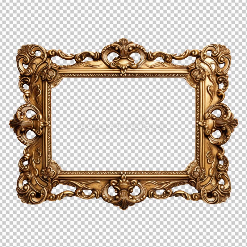 Antique Carved Gilded Frame Isolated on Transparent Background Stock ...