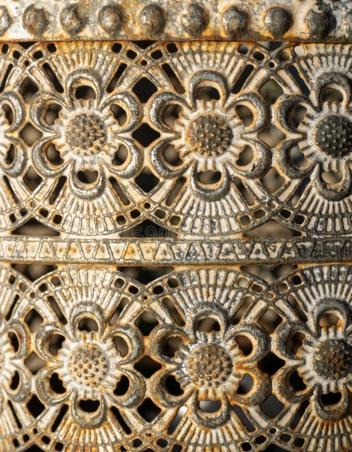 Antique Carved Metal Background with Floral Patterns Stock Photo ...