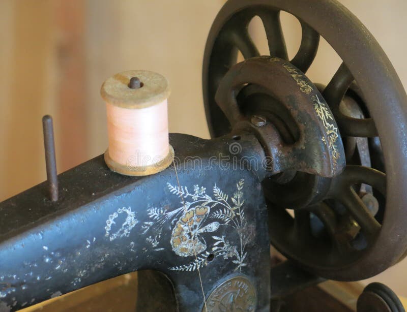 Old Iron Sewing Machine in a Village House Stock Image - Image of room ...
