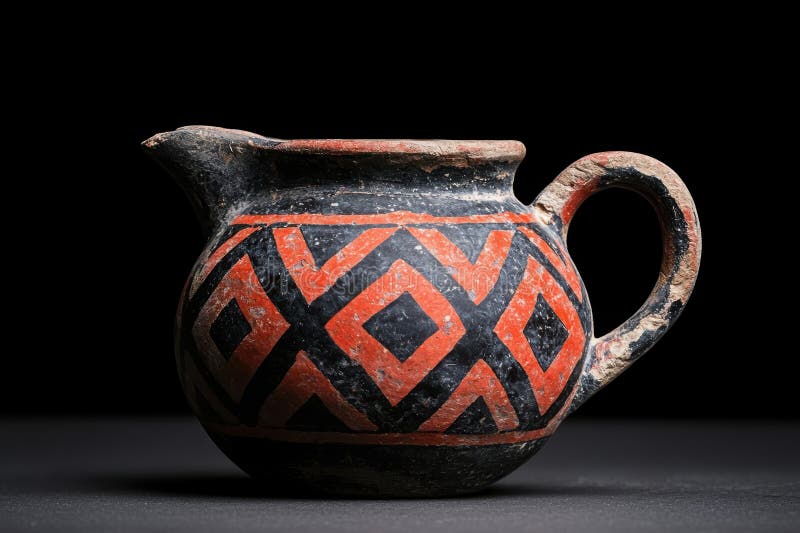 Antique Ceramic Pitcher with Geometric Patterns Stock Illustration ...