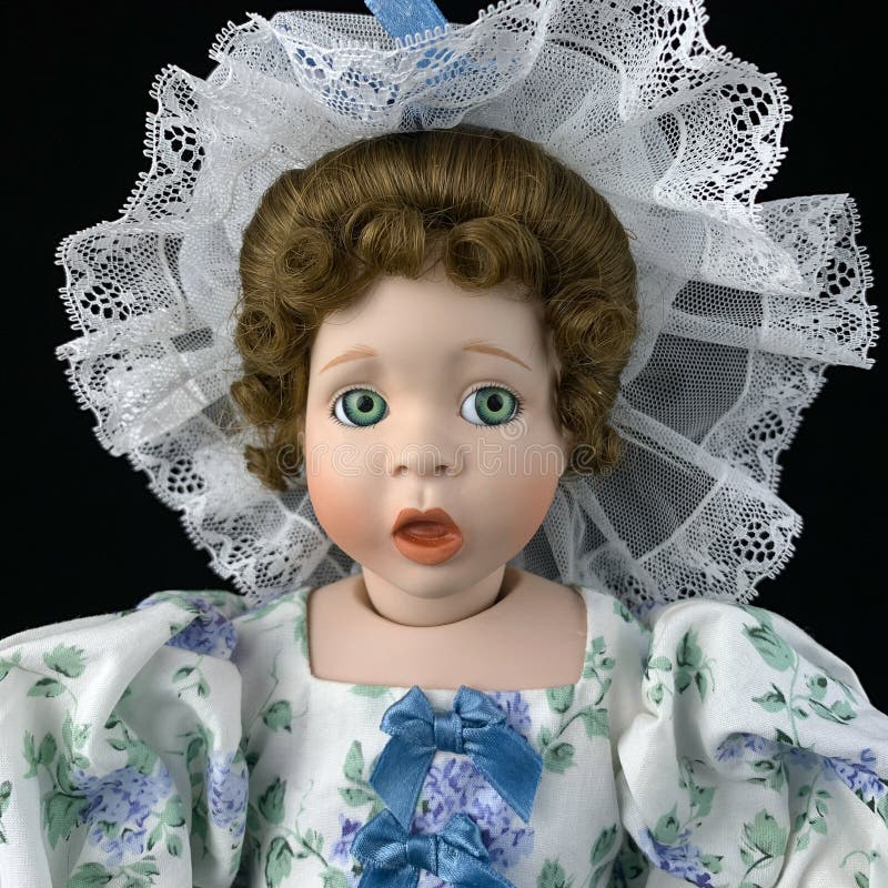 Ceramic Old Dolly in Vintage Blue Dresses Stock Photo - Image of ...