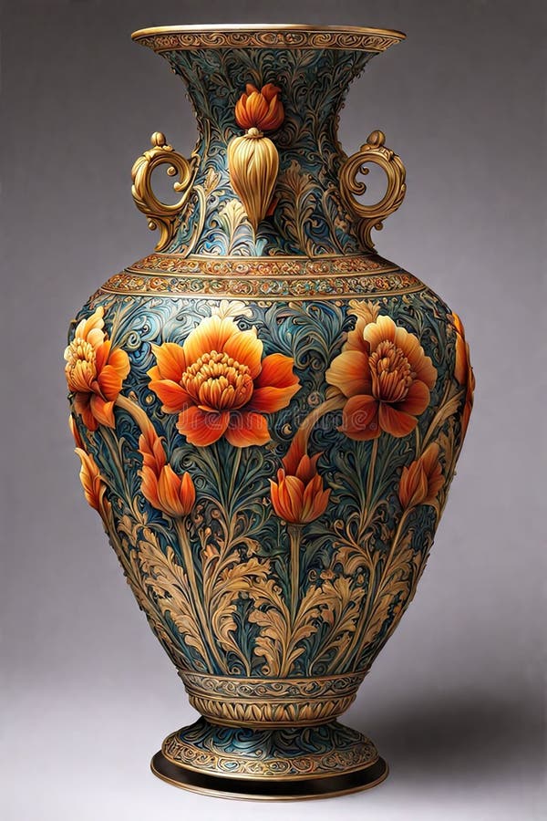 Antique Ceramic Vase with Intricate Handmade Design Editorial Image ...