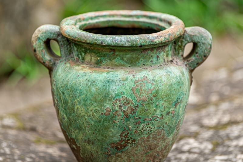 Antique Ceramic Vase with Weathered Green Patina Stock Illustration ...