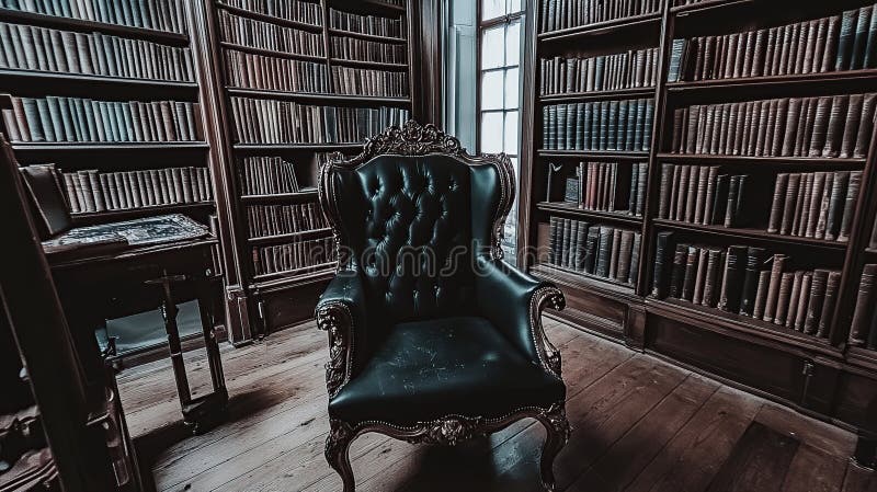 Antique Chair in Grand Library Reading Room Stock Photo - Image of ...