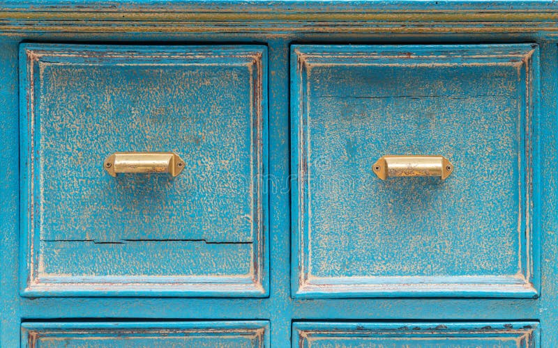 Antique Chest of Drawers with Retro Copper Handle Stock Image - Image ...