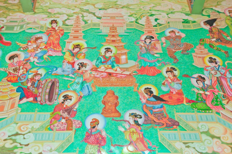 Antique Chinese mural. stock image. Image of china, chinese - 19555373