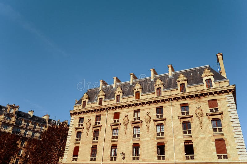 Antique City Building in Paris Stock Image - Image of tourism, blue ...