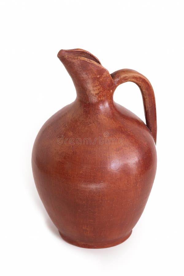 Red Clay Pitcher Handle Isolated on White Stock Photo - Image of ...