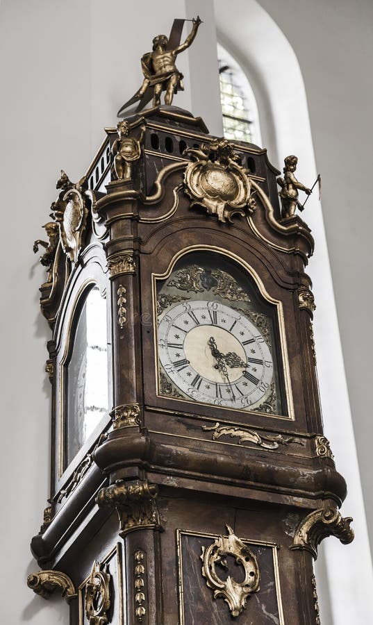 Antique Clock in the Church Stock Image - Image of gold, hour: 39787729
