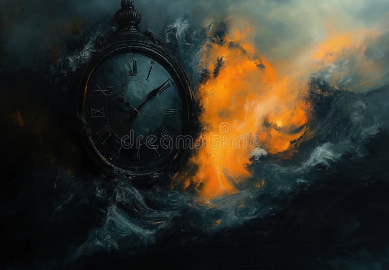 Antique Clock Disappearing on an Abstract Background, Showing the Decay ...