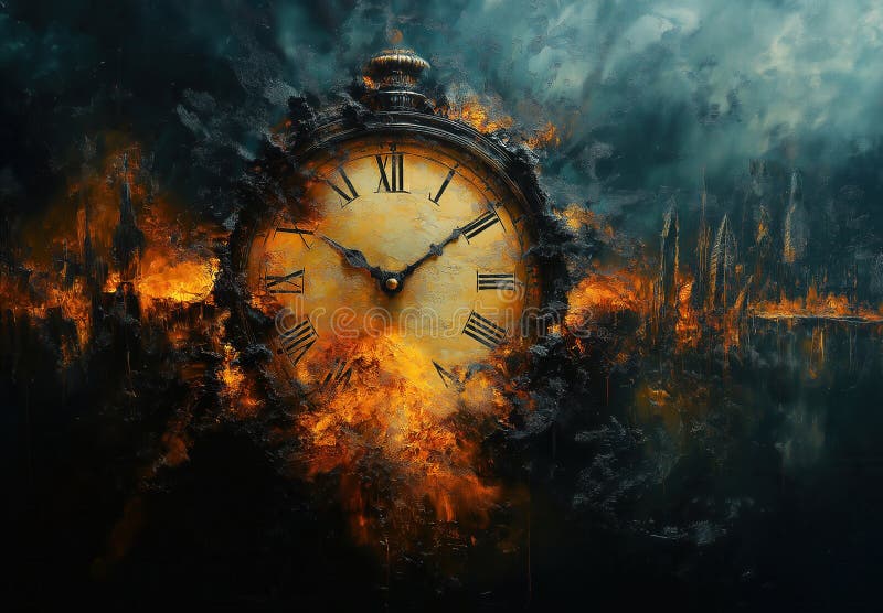 Antique Clock Disappearing on an Abstract Background, Showing the Decay ...