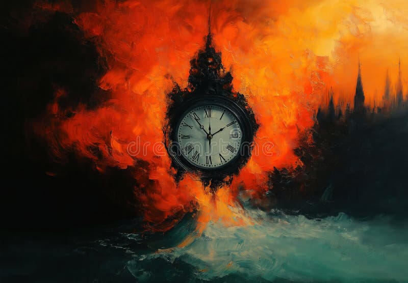 Antique Clock Disappearing on an Abstract Background, Showing the Decay ...