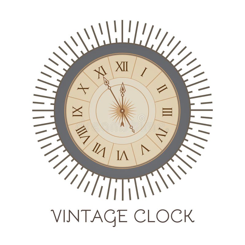 Antique Clock with Elegant Frame. Old Fashioned Design Element. Vintage ...