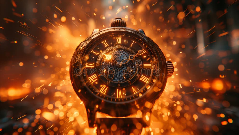 An Antique Clock Explodes in a Fiery and Chaotic Display, Creating a ...