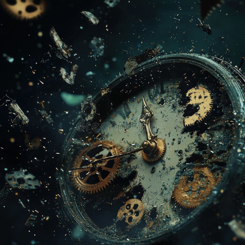Antique Clock Exploding with Gears and Mechanisms Stock Illustration ...