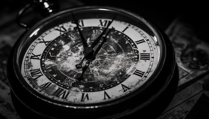 Antique Clock Face, Black and White Still Life Generated by AI Stock ...