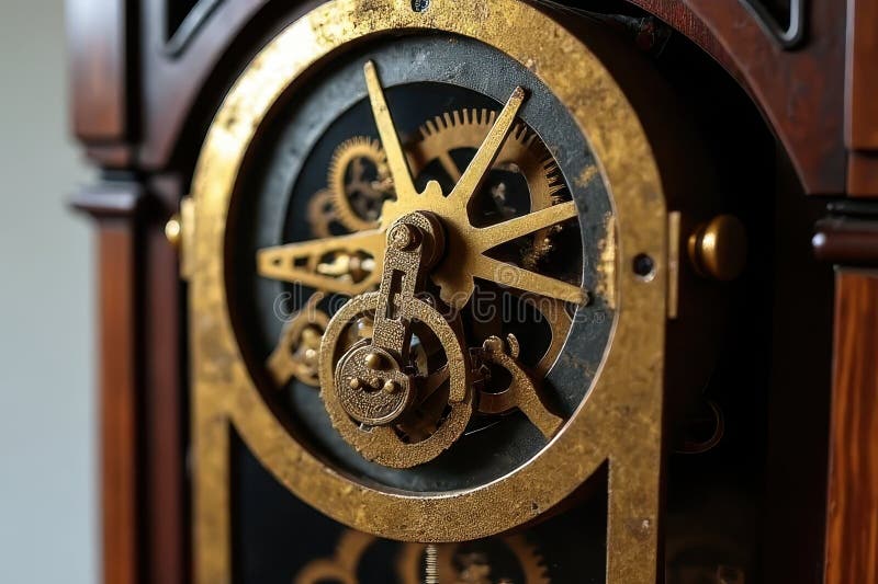 Antique Clock with Gear Mechanism Stock Illustration - Illustration of ...