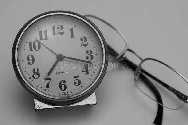 Antique Clock and Glasses stock photo. Image of numeral - 11094636