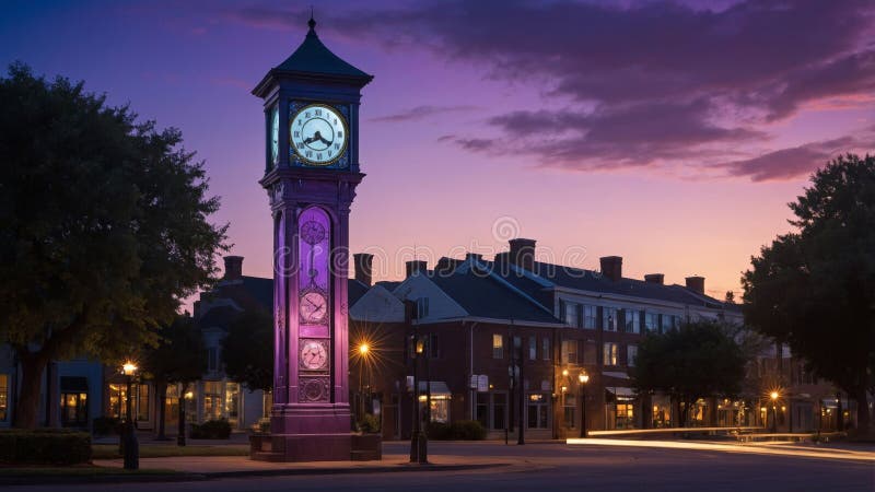 Antique Clock Tower at Twilight Stock Illustration - Illustration of ...