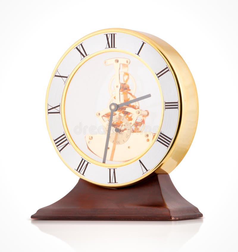 Antique Clock on White Background. Stock Photo - Image of closeup ...