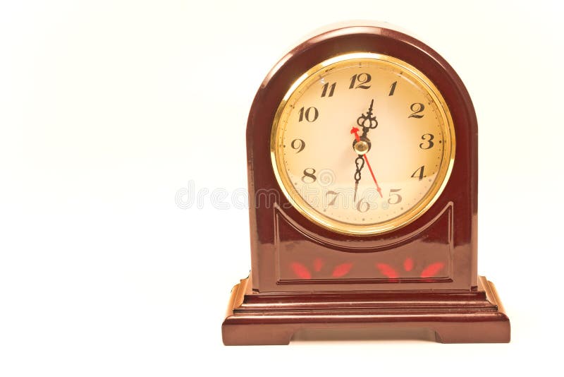 Antique Clock in Wooden Frame Isolated Stock Image - Image of second ...