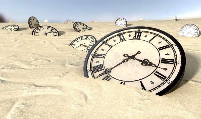 Antique Clocks in Desert Sand Stock Image - Image of antiques, surreal ...