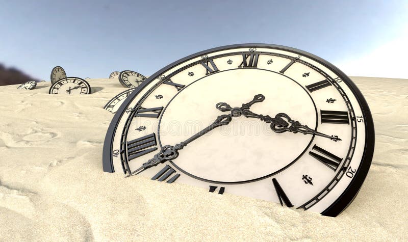 Antique Clocks in Desert Sand Closeup Stock Image - Image of clock ...