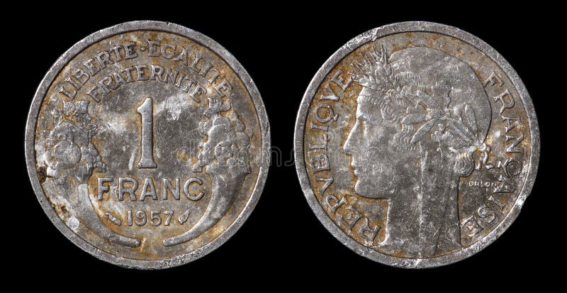 Antique coin of 1 franc stock photo. Image of banking - 28728794