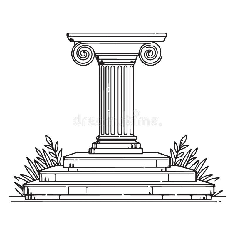 Antique Column Architecture Classic Structure Detailed Vector ...