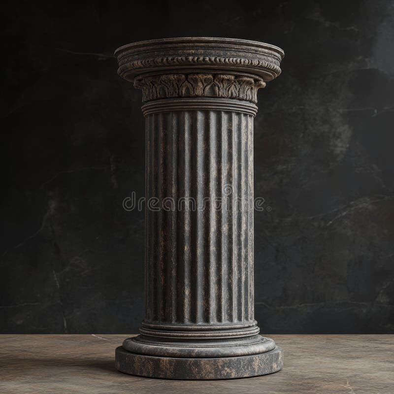 Antique Column on a Dark Background. 3D Illustration. 3D Rendering ...