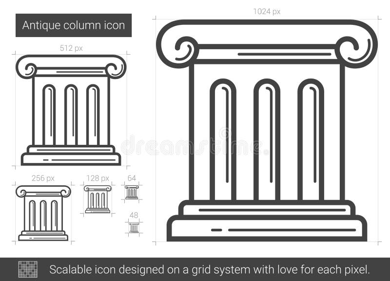 Antique column line icon. stock vector. Illustration of base - 93881602