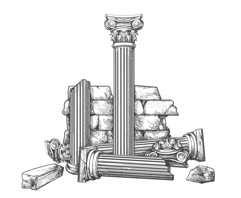 Antique Column Representing Classical Architecture and History Stock ...