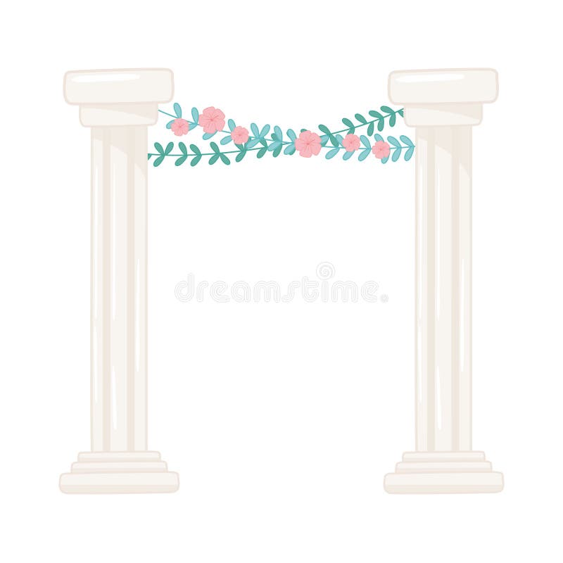 Antique Columns with Flowers Stock Vector - Illustration of isolated ...