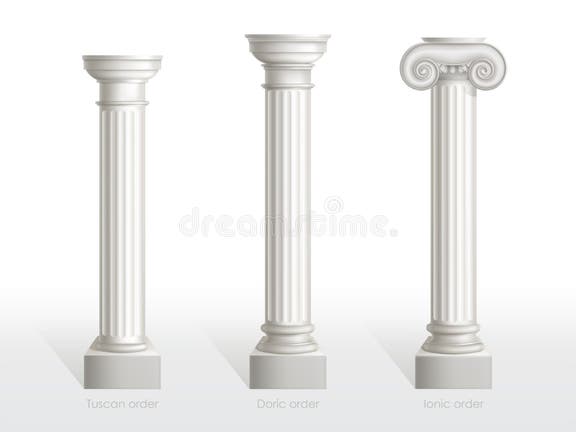 Antique Columns Set of Tuscan, Doric, Ionic Order. Stock Vector ...