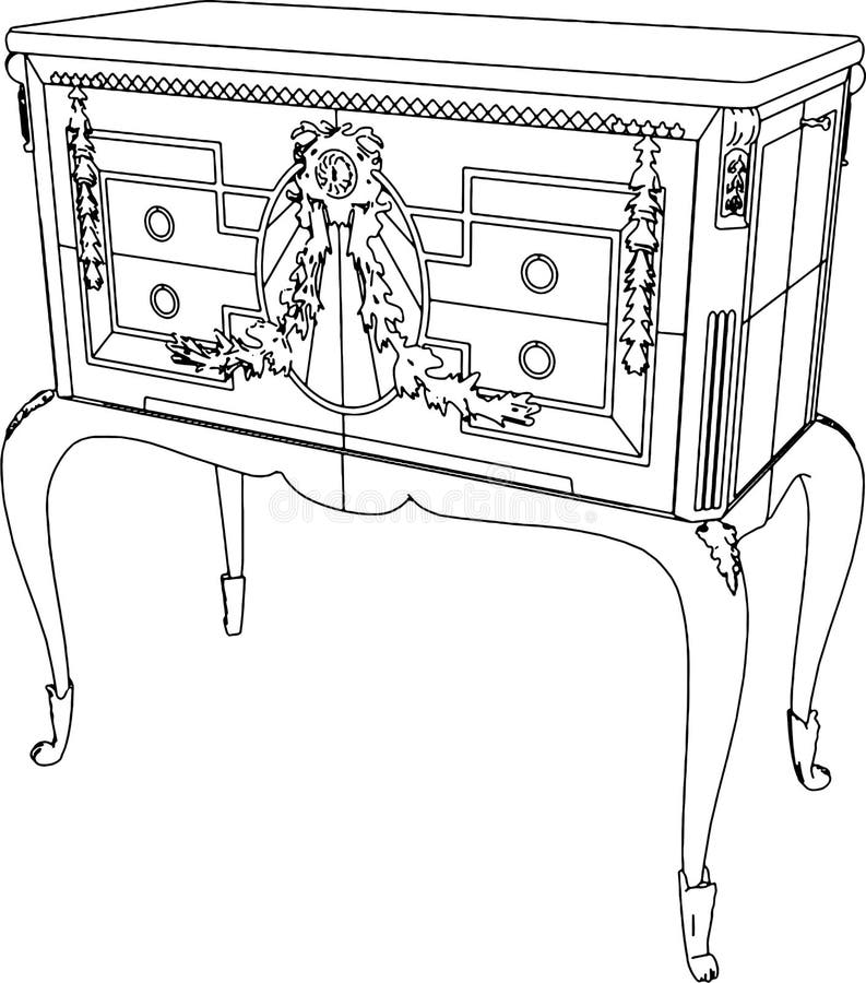 Antique Commode Vector 07 stock vector. Illustration of room - 17016270