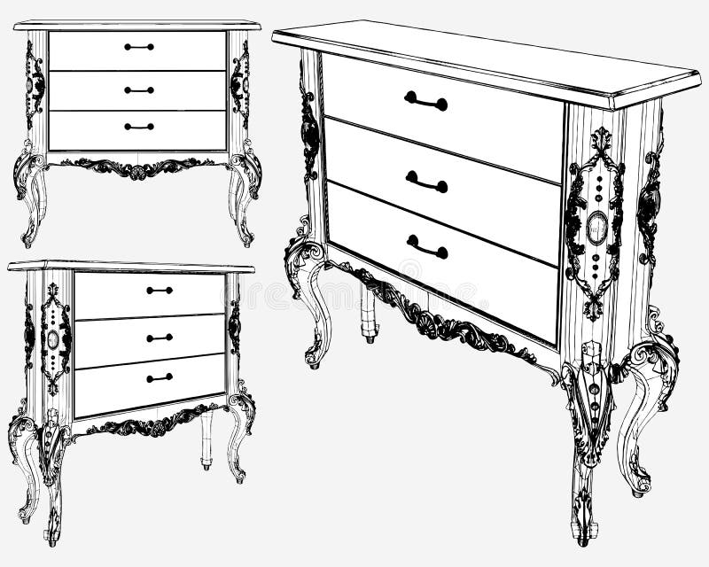 Antique Commode Vector. Illustration Isolated on White Background Stock ...
