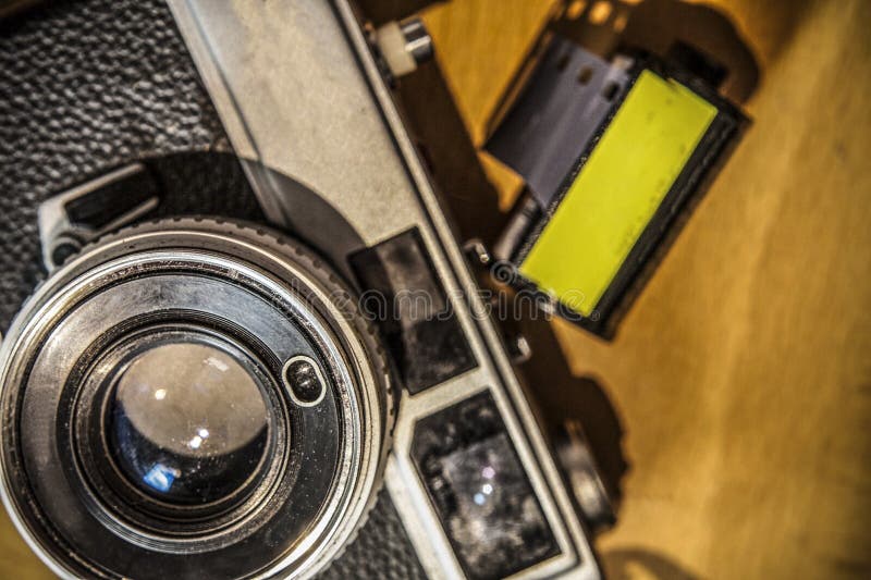 Antique Compact Fiim Camera with Film Roll Stock Image - Image of ...