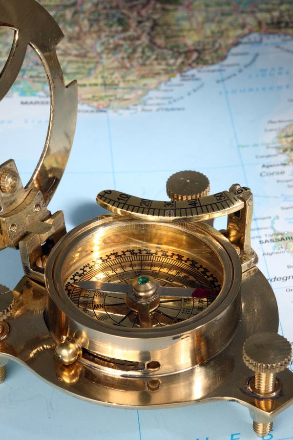 Antique compass. stock photo. Image of direction, brazen - 8316594