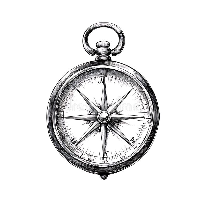 Antique Compass Illustration Stock Illustration - Illustration of ...