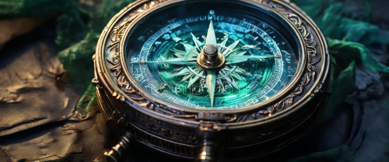 Antique Compass with Intricate Design in Dramatic Lighting Stock Photo ...
