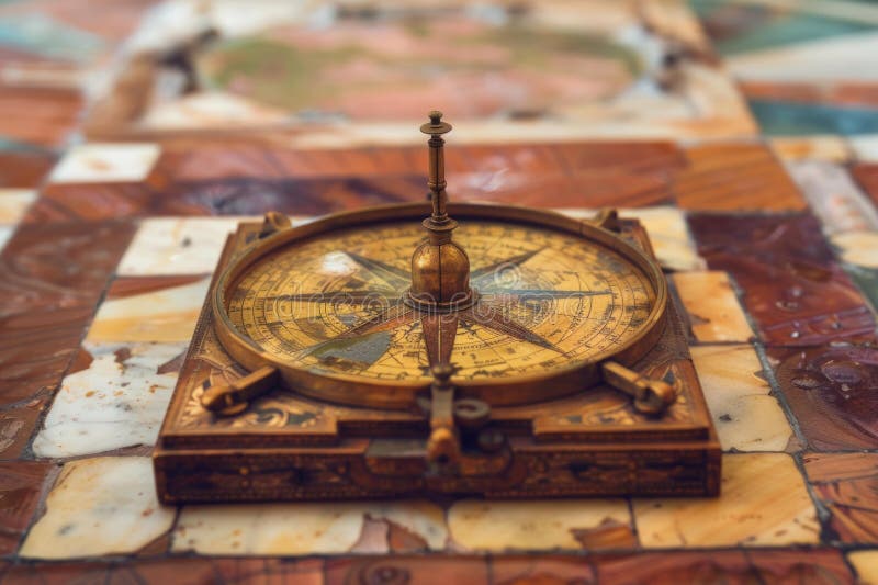 Antique Compass Lying on Table is Showing the Way for Explorers Stock ...