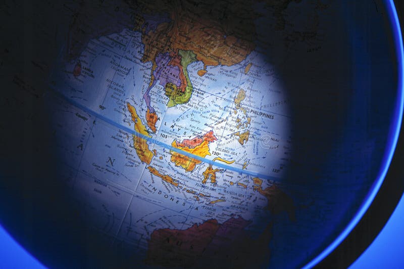 Antique Compass on Map (South East Asian Region) Stock Photo - Image of ...