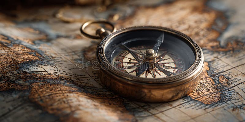 Antique Compass Navigation Exploration and Adventure Stock Illustration ...