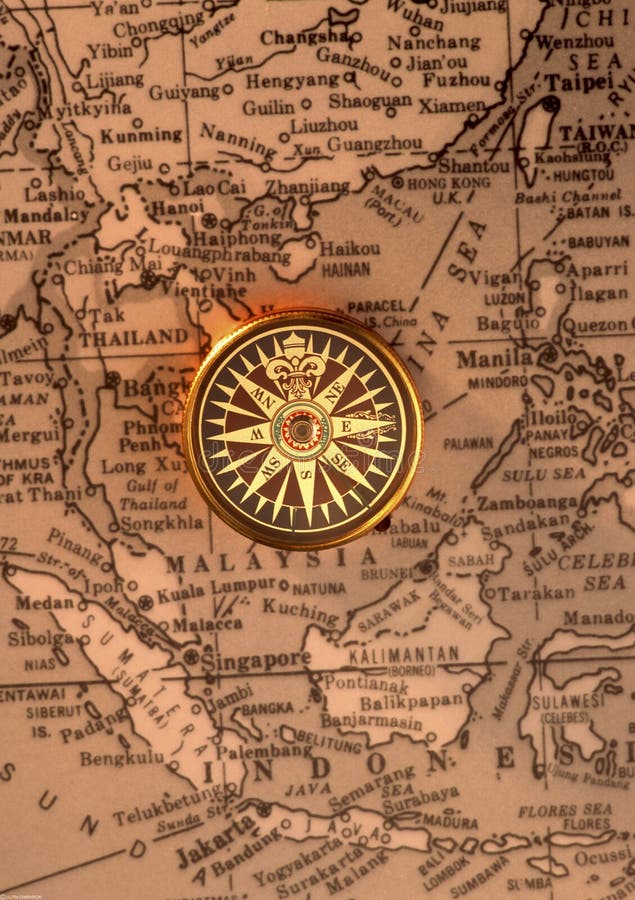 Antique Compass Map Asean Region Stock Photos - Free & Royalty-Free ...