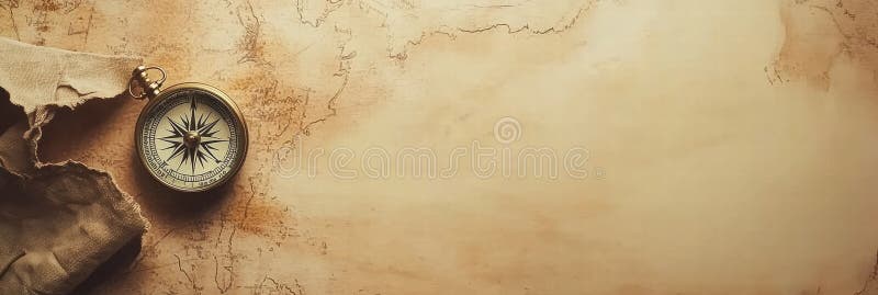 Explore Historical Navigation with a Compass and Aged Map Displayed on ...