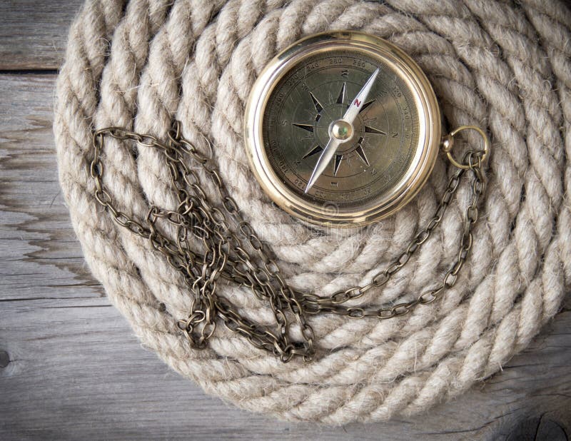 Antique compass and rope stock image. Image of geography - 40608123