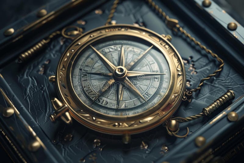 Antique Compass on Textured Surface Stock Illustration - Illustration ...