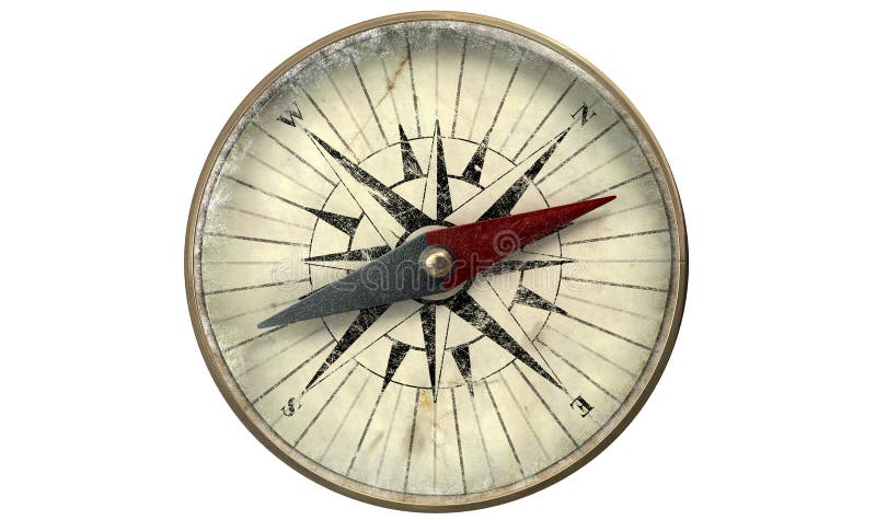 Antique Bronze Nautical Compass Isolated on White Stock Photo - Image ...