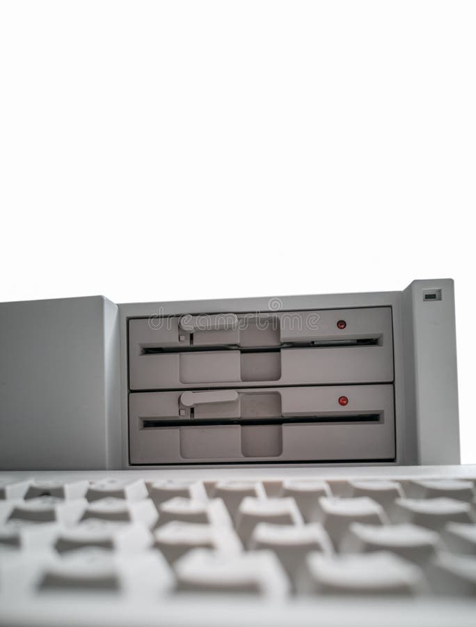 Antique Computer 5 Inch Disk Drives and Keyboard Stock Photo - Image of ...